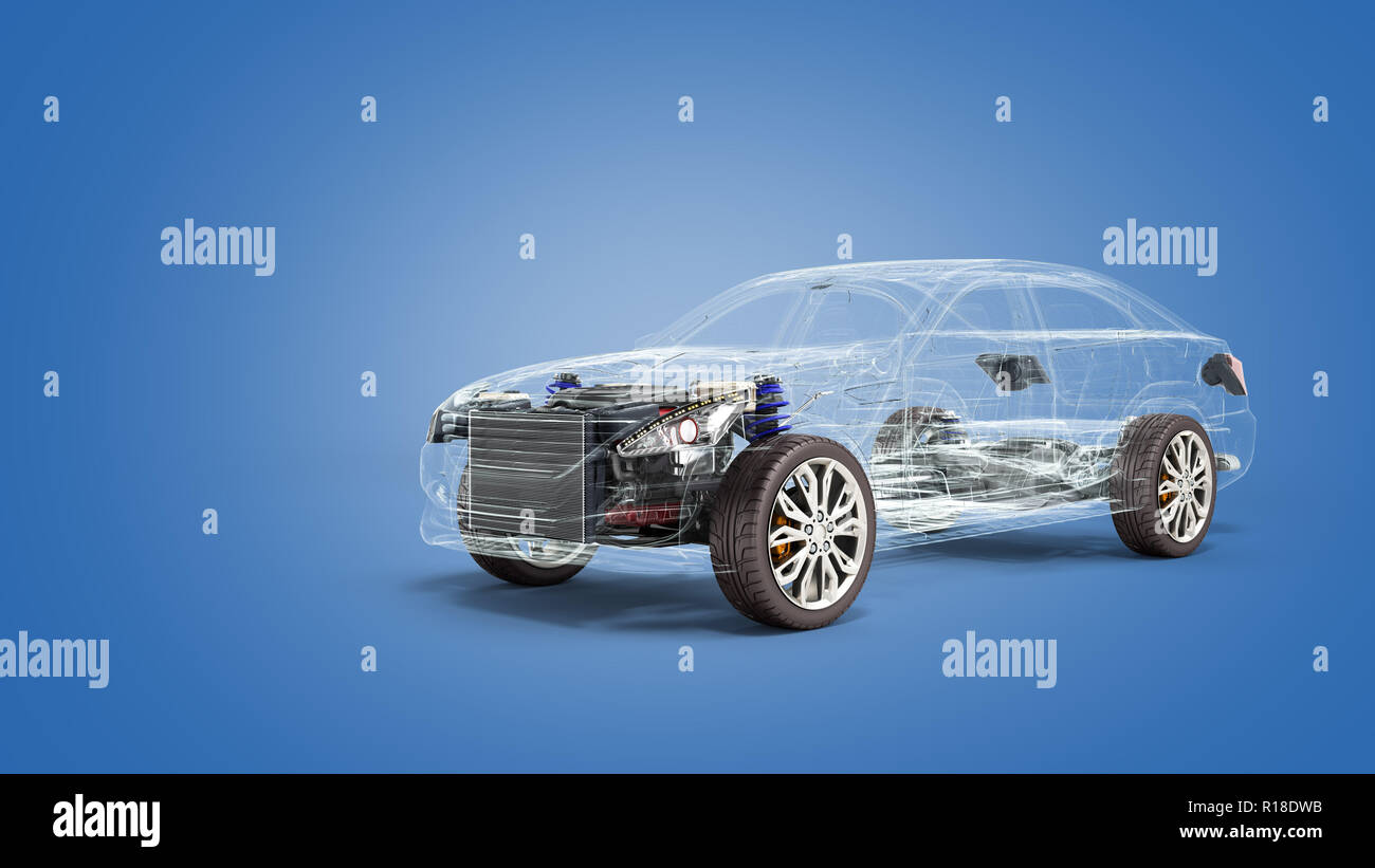 car diagnostic concept studio view 3d render image in blue Stock Photo ...