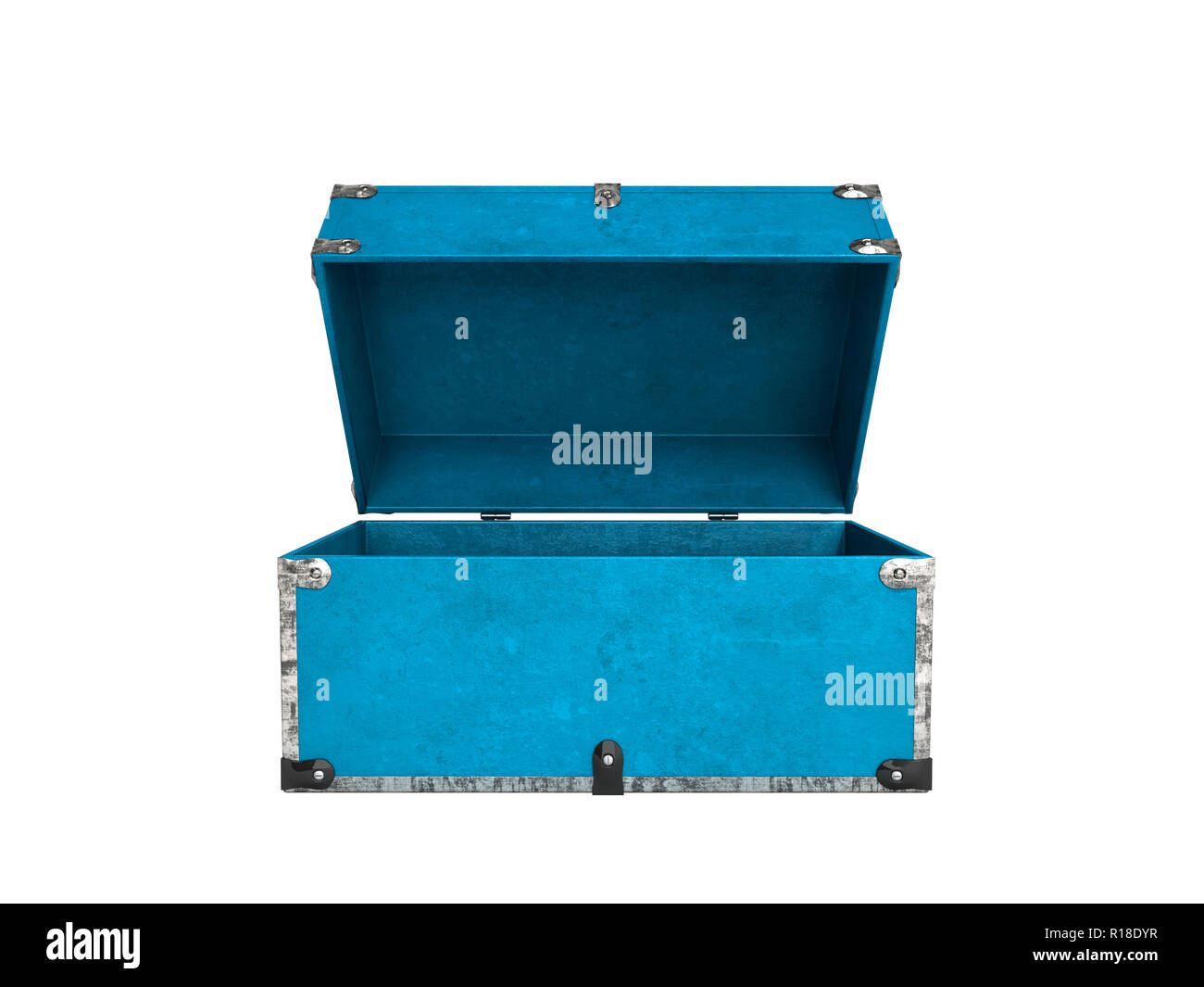 Open Vintage blue hand safe box 3d render on white no shadow Stock ...