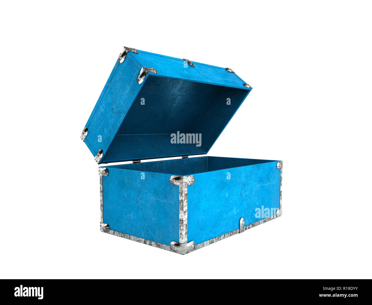 Vintage blue hand safe box 3d render on white no shadow Stock Photo - Alamy
