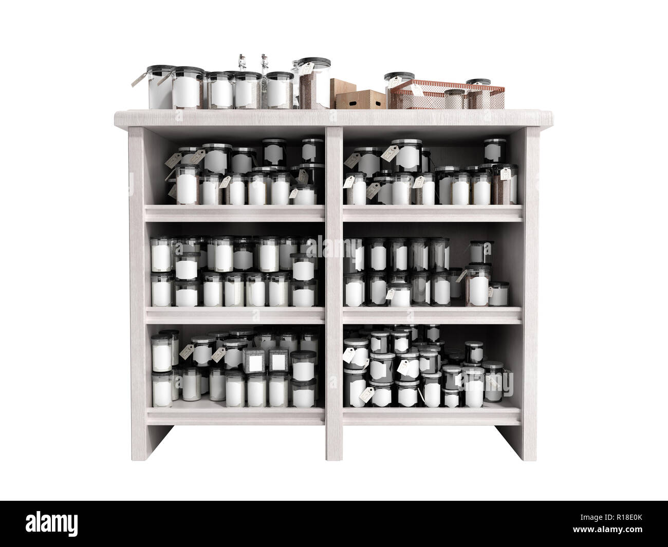 trading table with jars 3d render on white background no shadow Stock ...