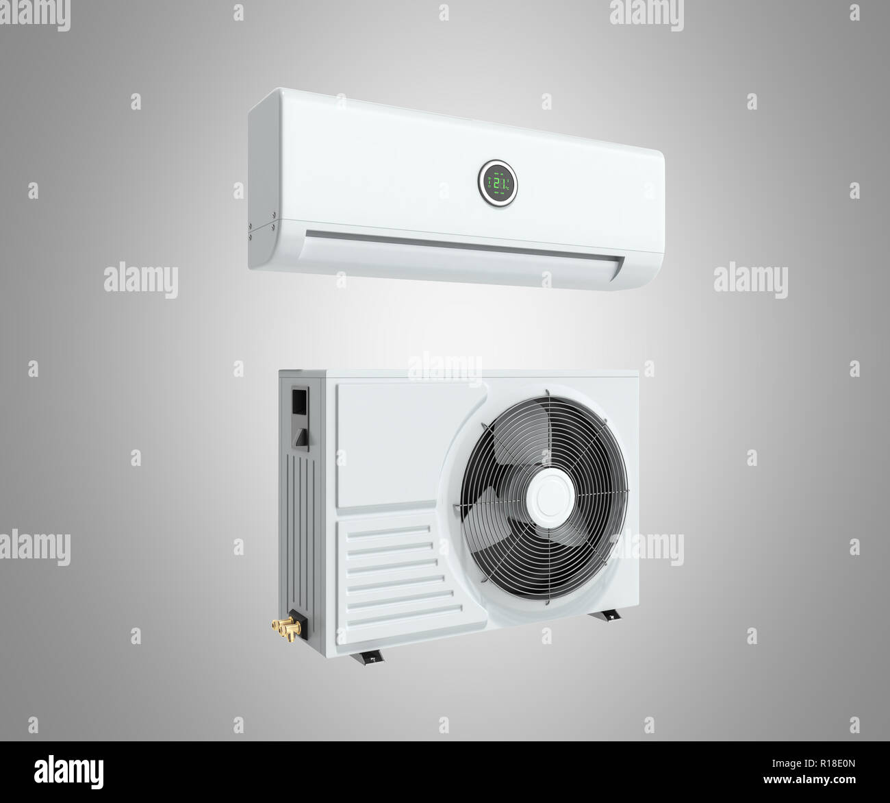 air conditioning unit 3d render on grey background Stock Photo - Alamy
