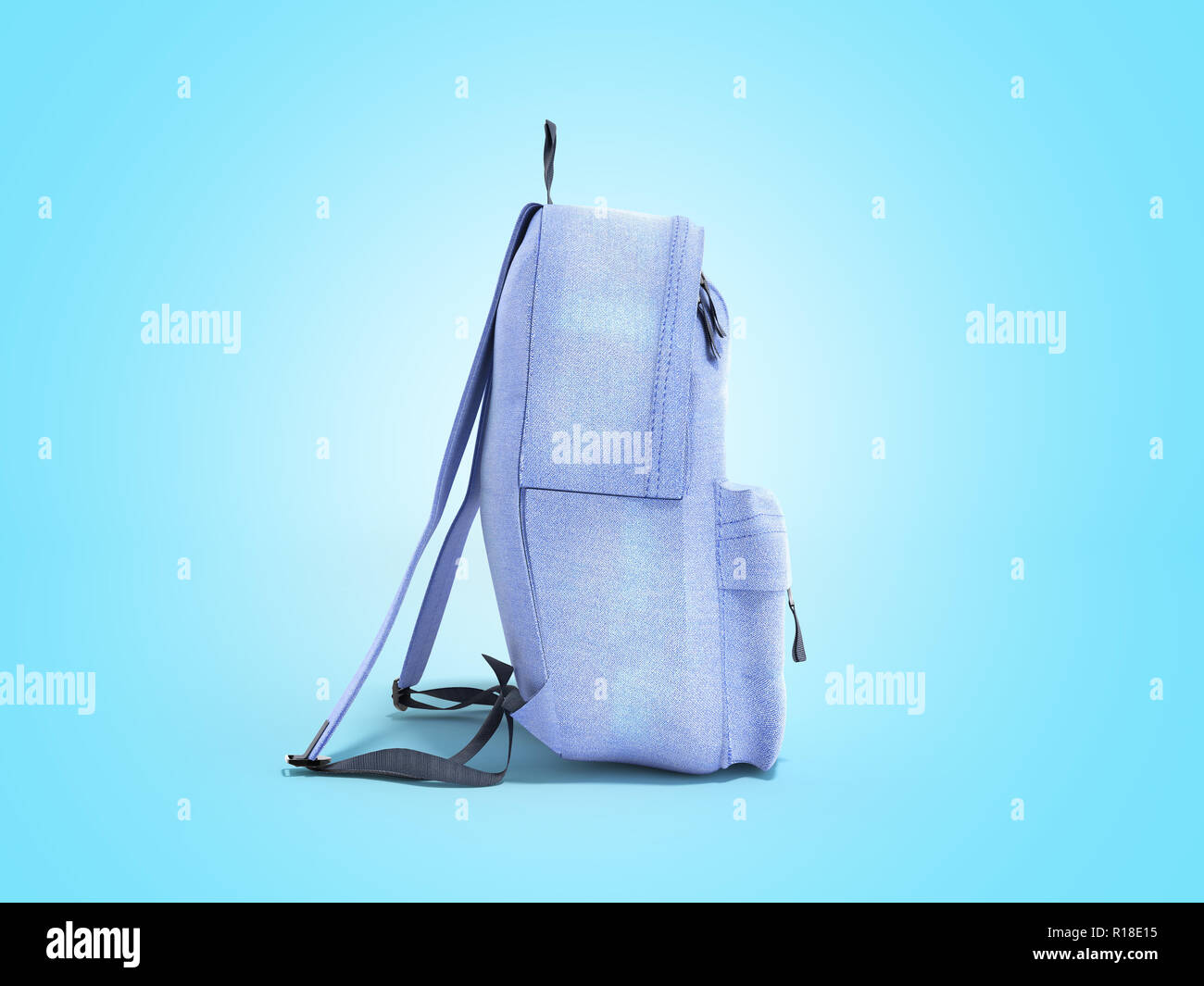 open Backpack bag school 3d render on blue Stock Photo - Alamy