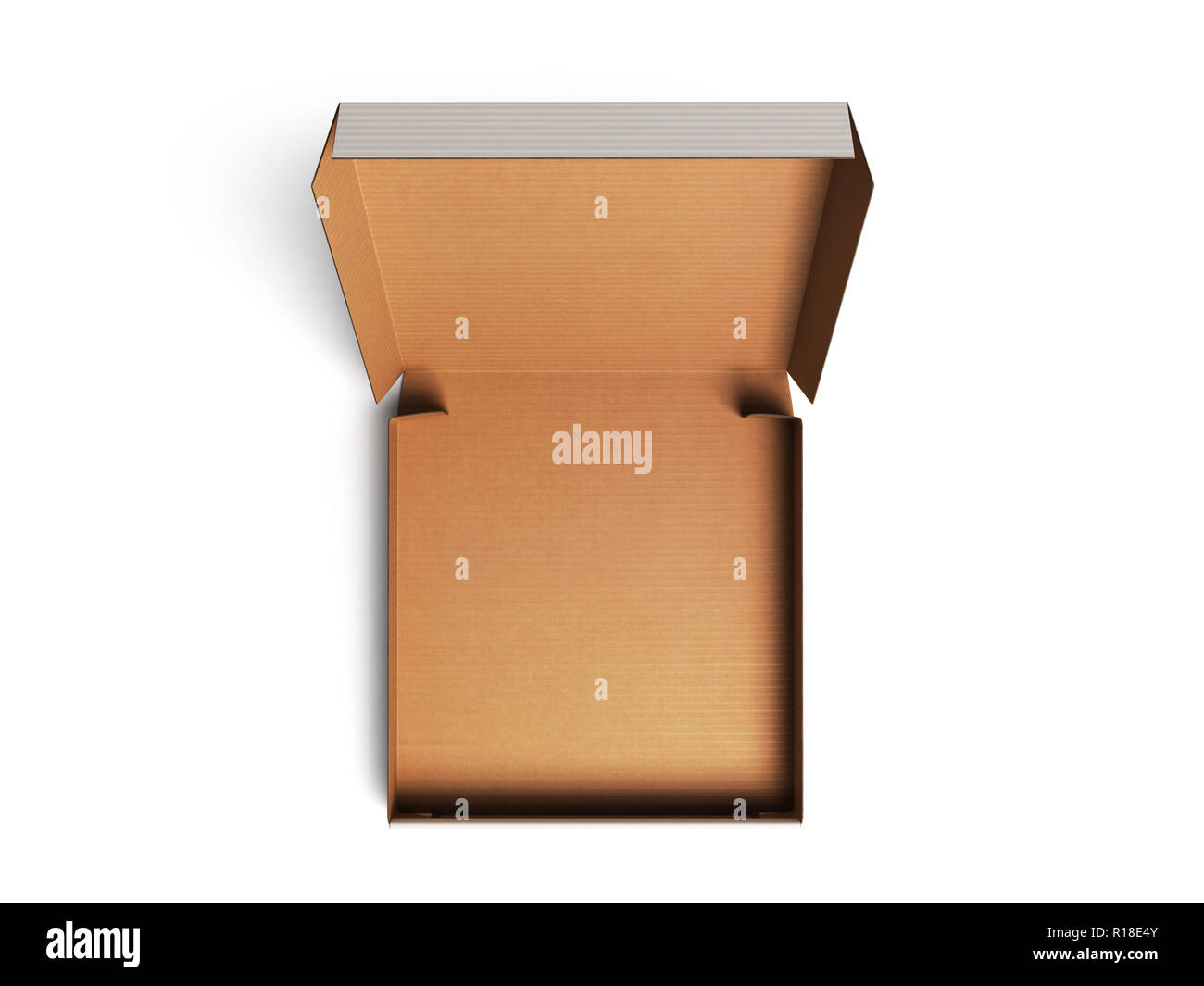 Top view of opened pizza box 3d render on white background Stock Photo ...