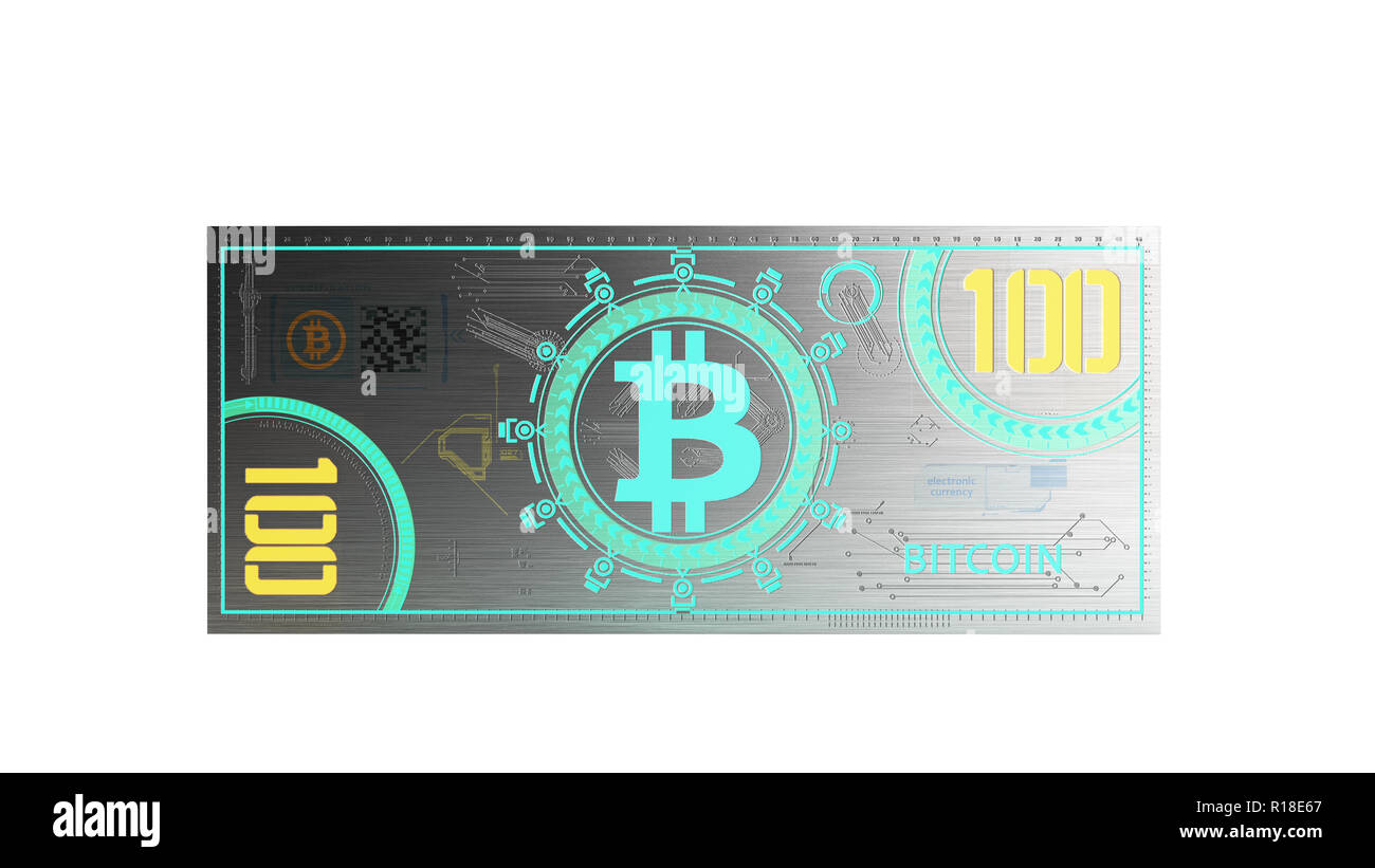 concept of bitcoin banknote virtual money bills 3d render on white no ...