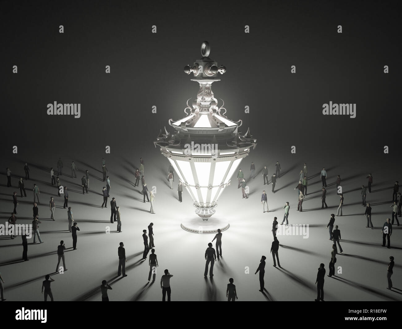 Concept Leadership Idea Bulb Light People Creative Crowd Freedom High ...