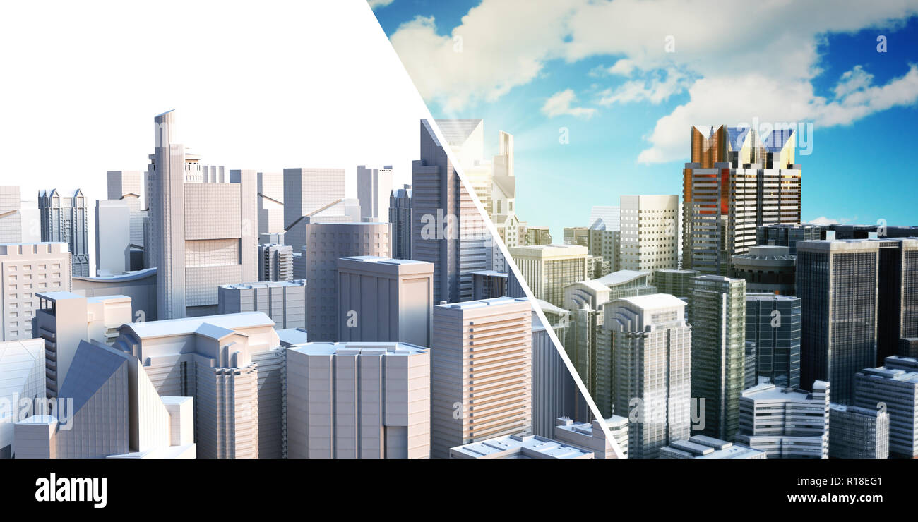 panorama cityscape modern high-rise buildings panorama of the central ...