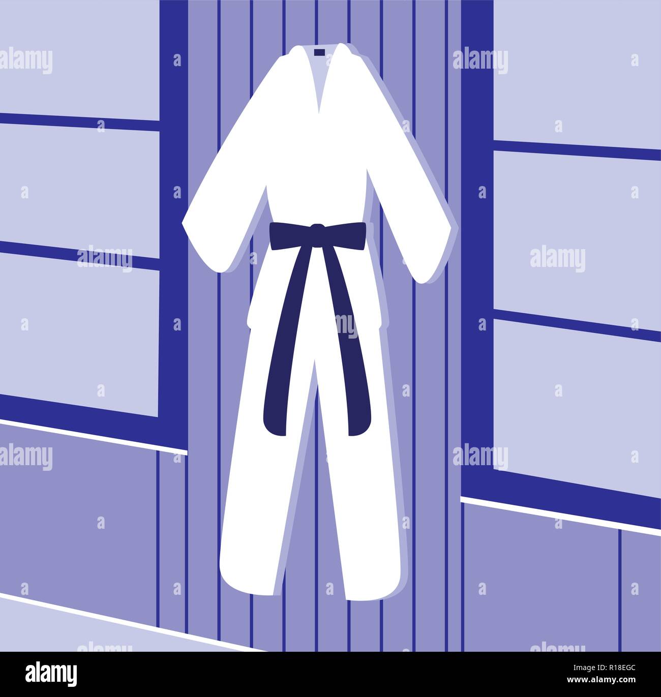 karate suit hanging over colorful background, vector illustration Stock ...