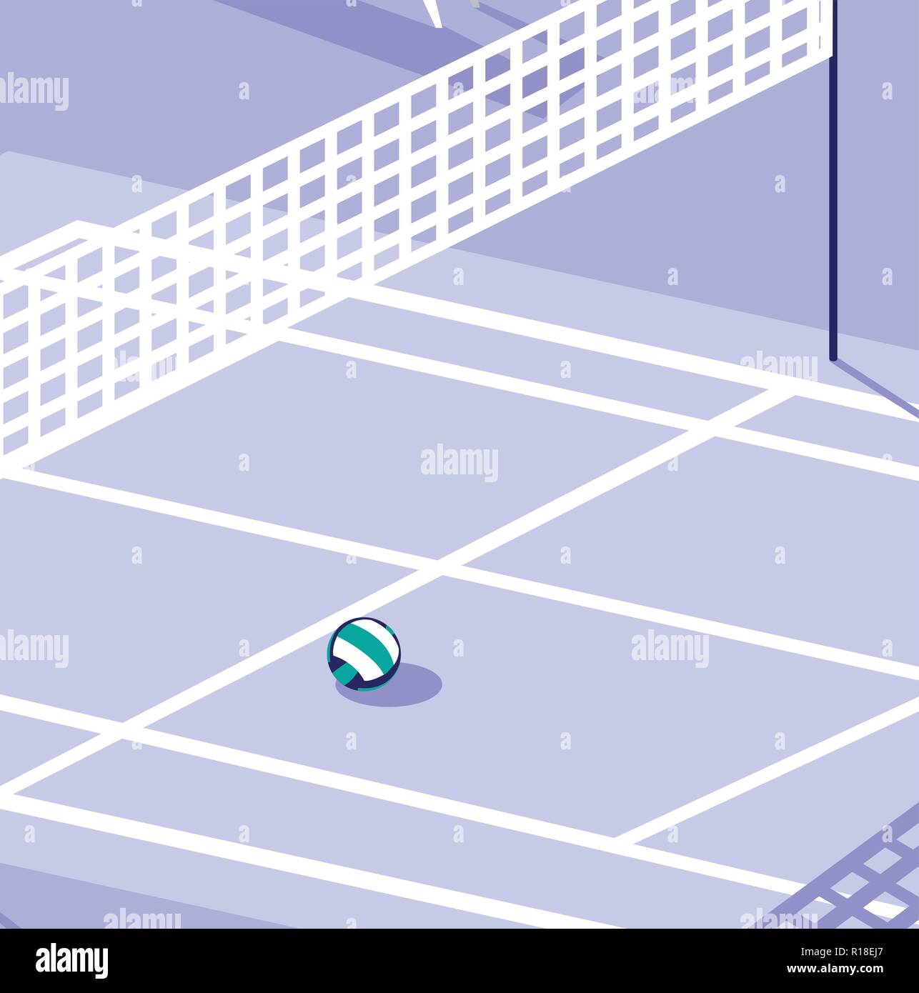 Volleyball court with a ball, colorful design. vector illustration ...