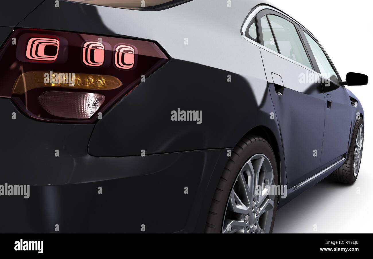 lack car studio view 3d render on white background Stock Photo - Alamy
