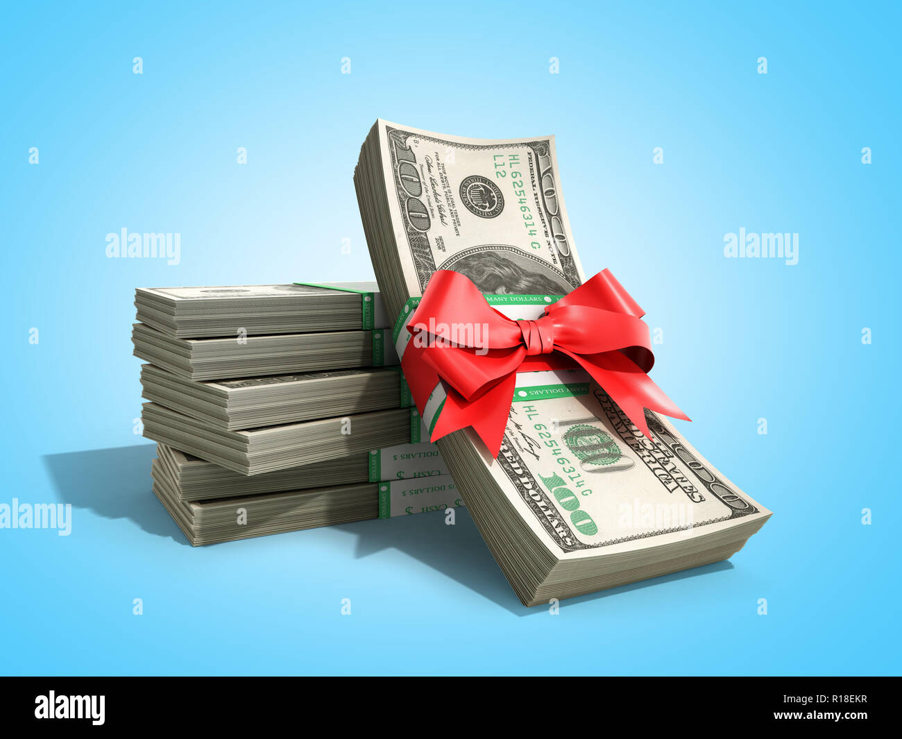 concept of money Deposite Bonus Stack of dollar bills Cash With Red Bow ...