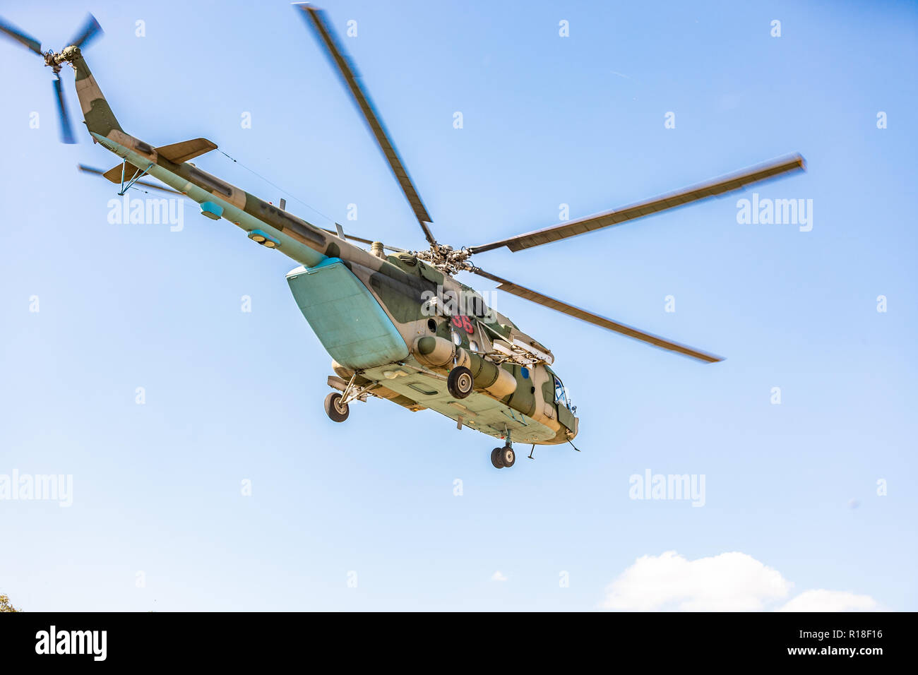 military helicopter flying during exercise performing a military ...