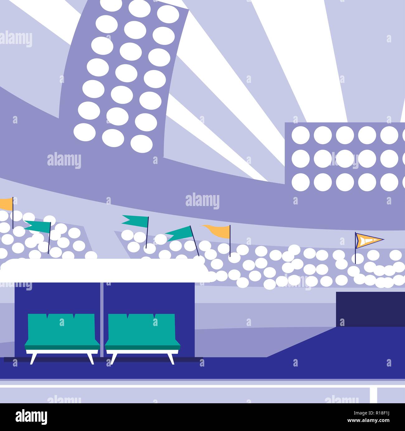 empty bench at the stadium,colorful design. vector illustration Stock ...