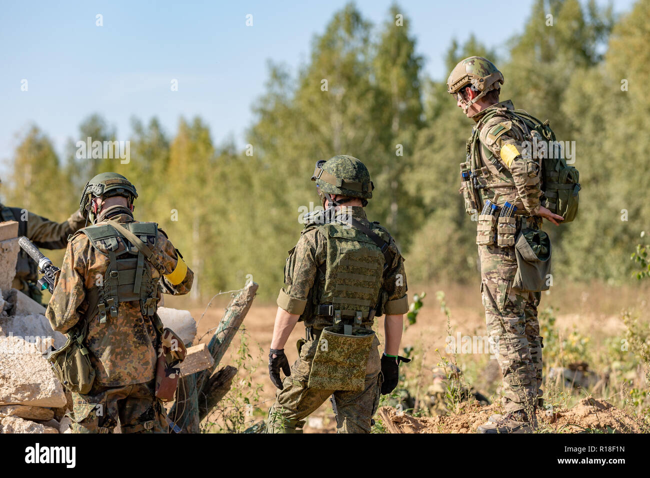 group of soldiers on the Outdoor on army exercises. war, army ...