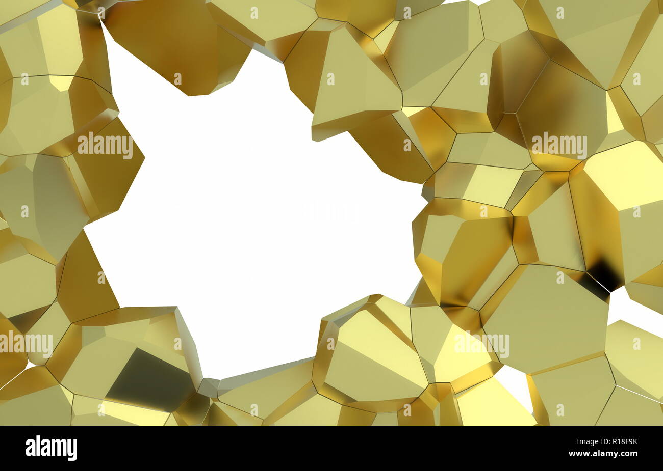 3d render, golden modern shattered wall texture, random clusters ...