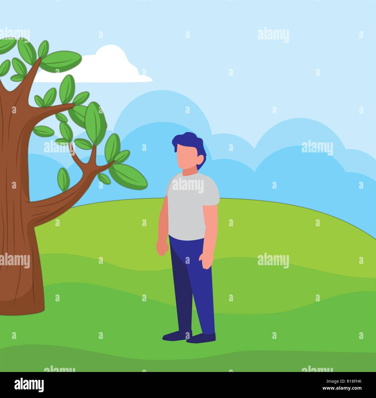 avatar man over landscape background, vector illustration Stock Vector ...