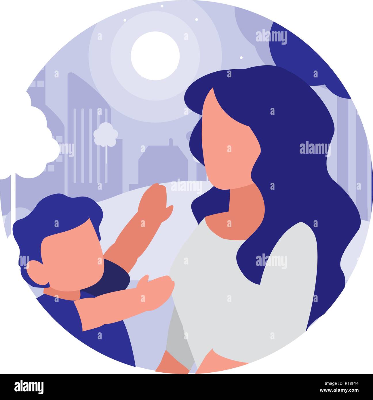 avatar mother with her son over white background, vector illustration ...