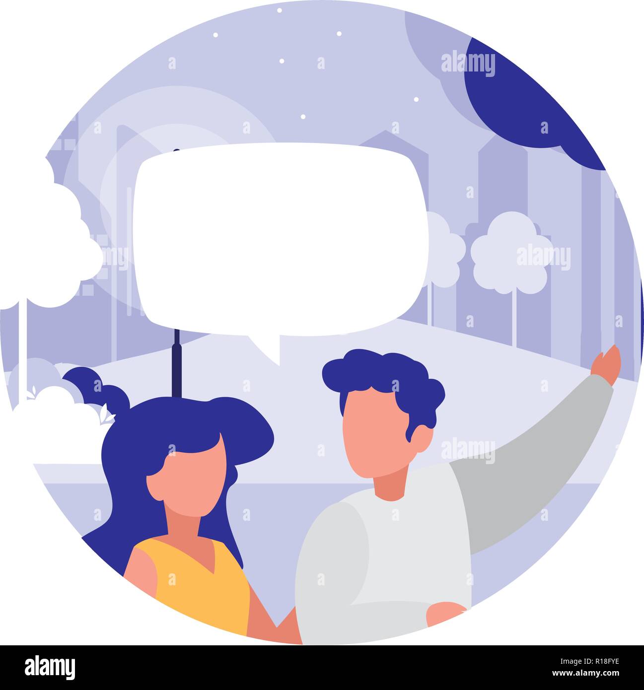 avatar couple having a conversation over white background, vector ...