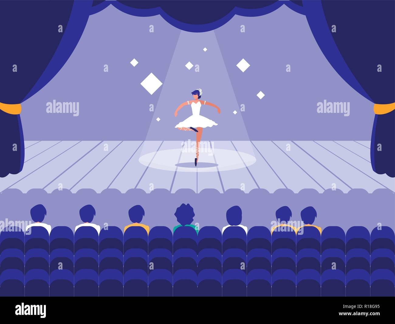 ballet dancer at the stage, colorful design. vector illustration Stock ...