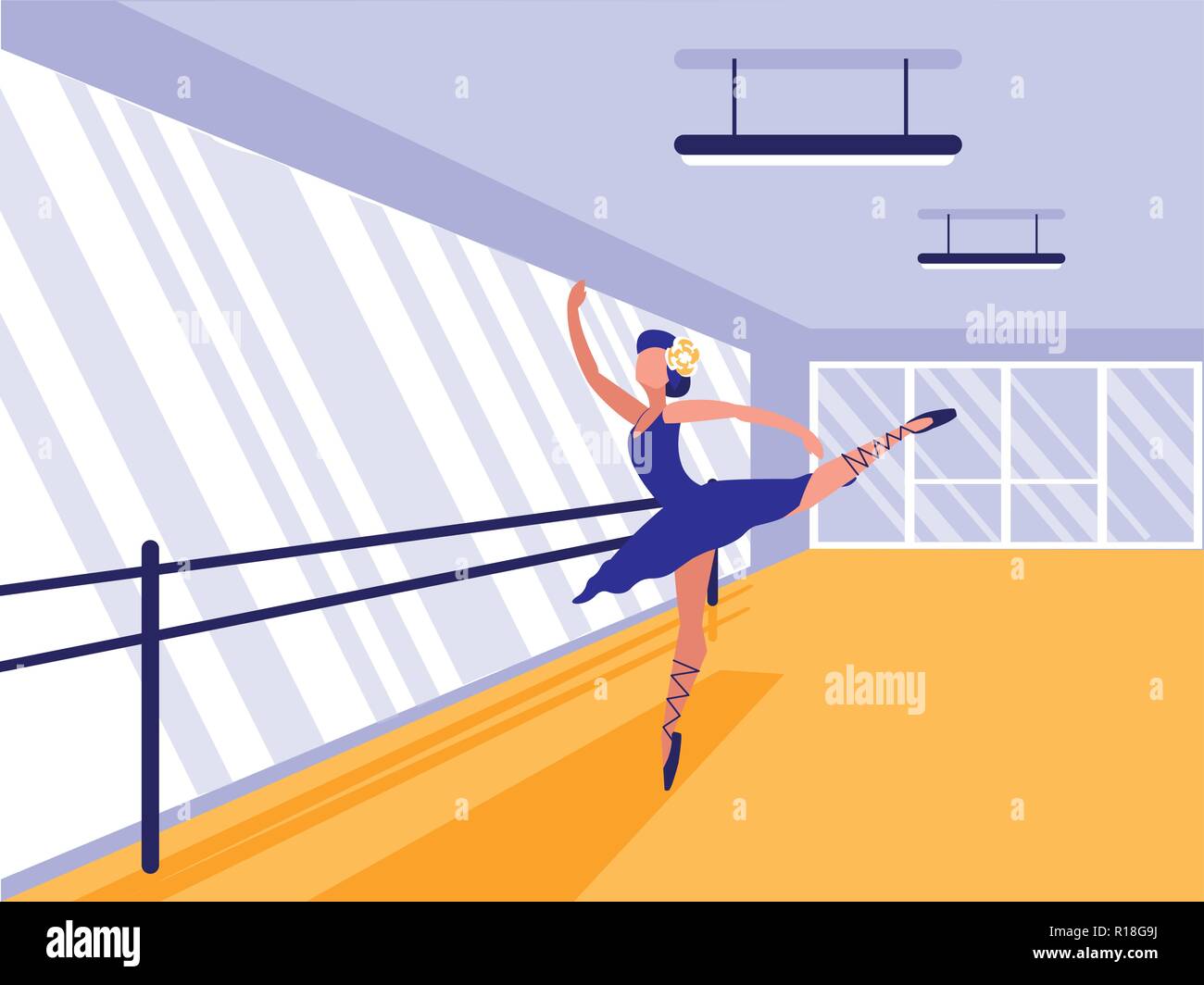 ballet dancer in the studio, colorful design. vector illustration Stock ...