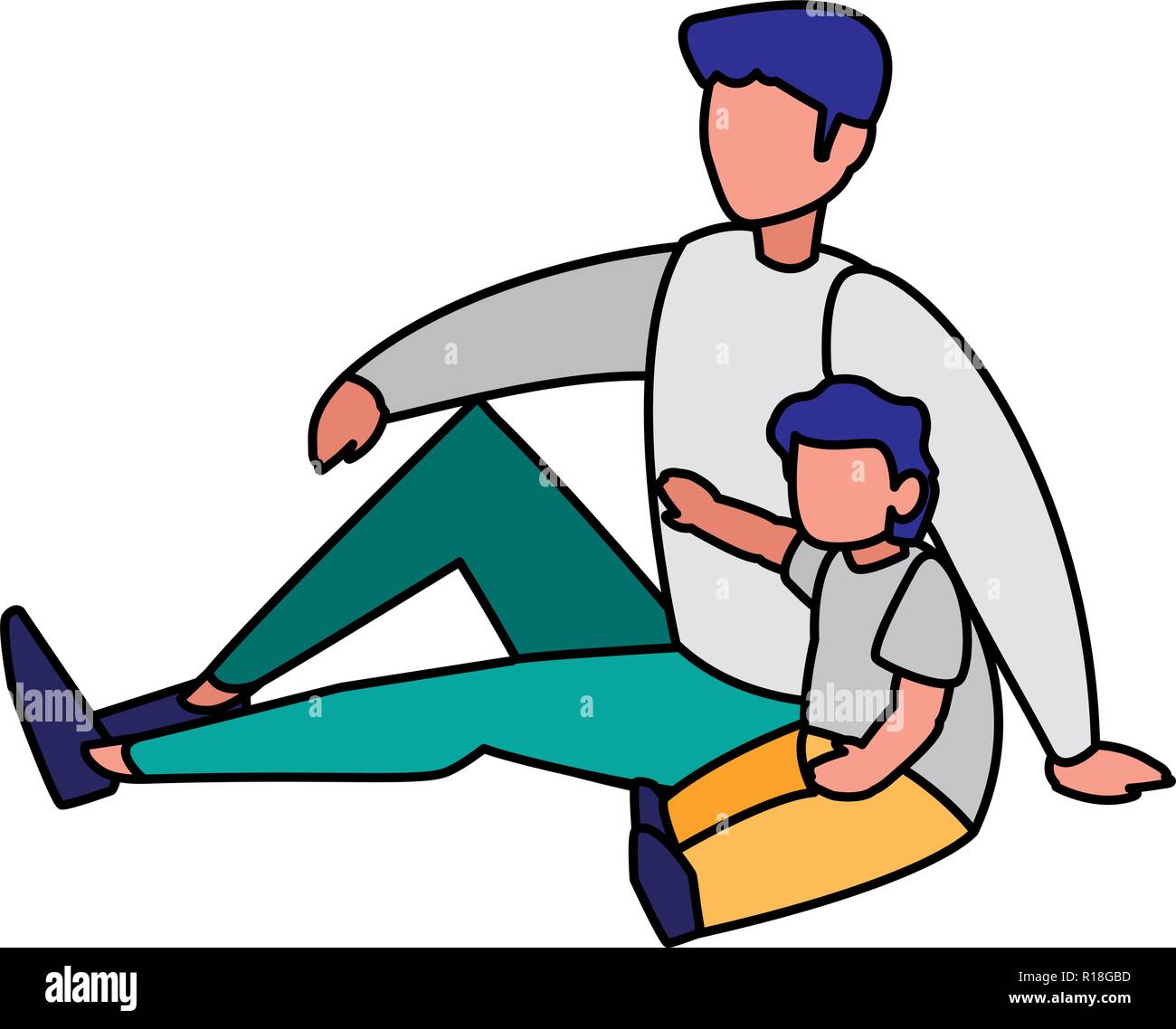 father with his son over white background, vector illustration Stock ...