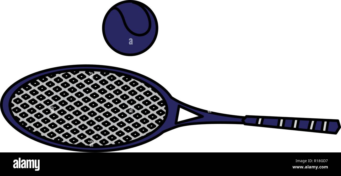 Tennis racket and ball icon over white background, vector illustration ...