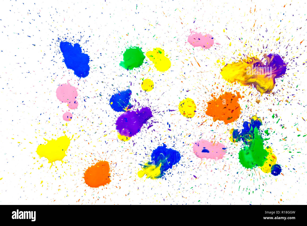 Multicolored watercolor blots isolated on white background. Splashes of ... Multicolored watercolor blots isolated on white background. Splashes of ...
