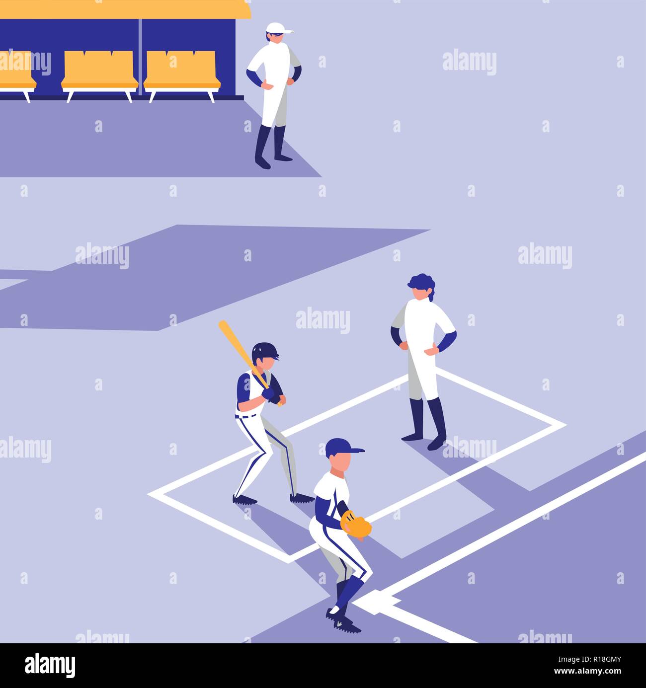 baseball game in the stadium, colorful design. vector illustration ...