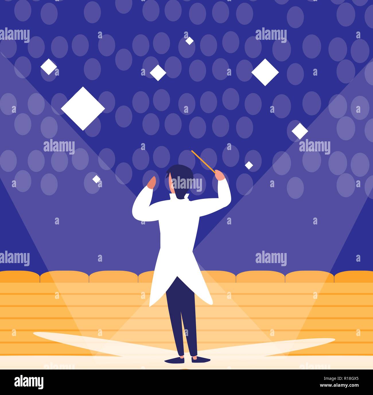 opera director at concert stage, colorful design. vector illustration ...