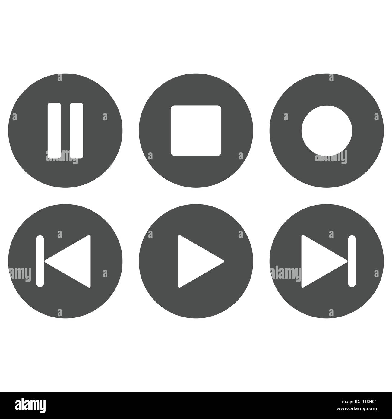 Media player icon set. Vector illustration, flat design Stock Vector ...
