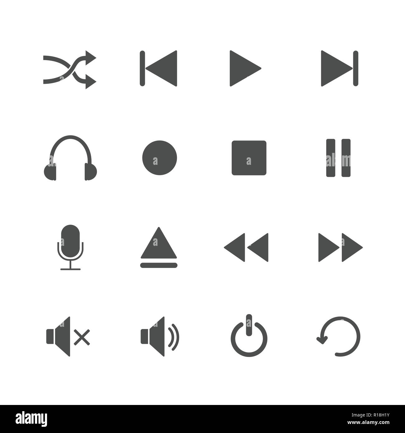Media player icon set. Vector illustration, flat design Stock Vector ...