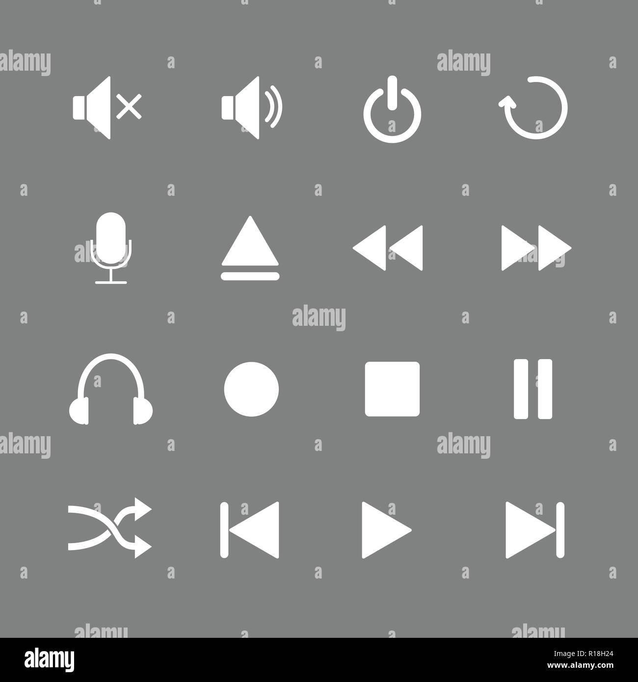 Media player icon set. Vector illustration, flat design Stock Vector ...