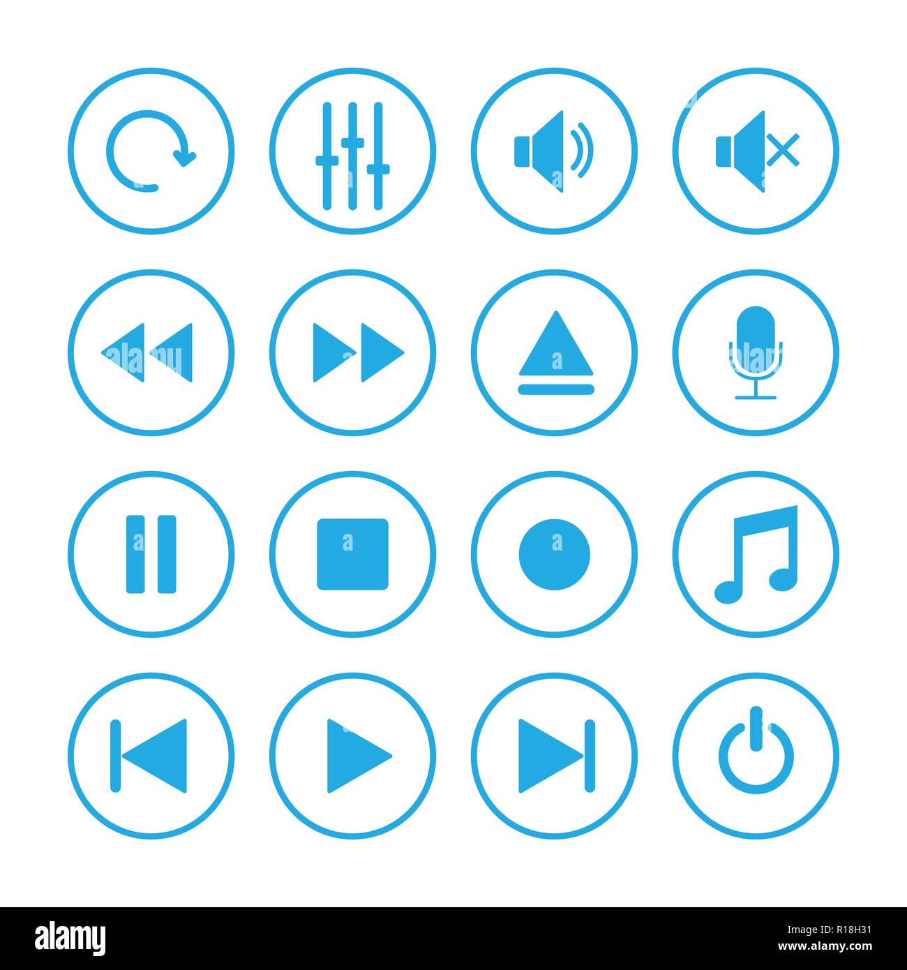 Media player icon set. Vector illustration, flat design Stock Vector ...
