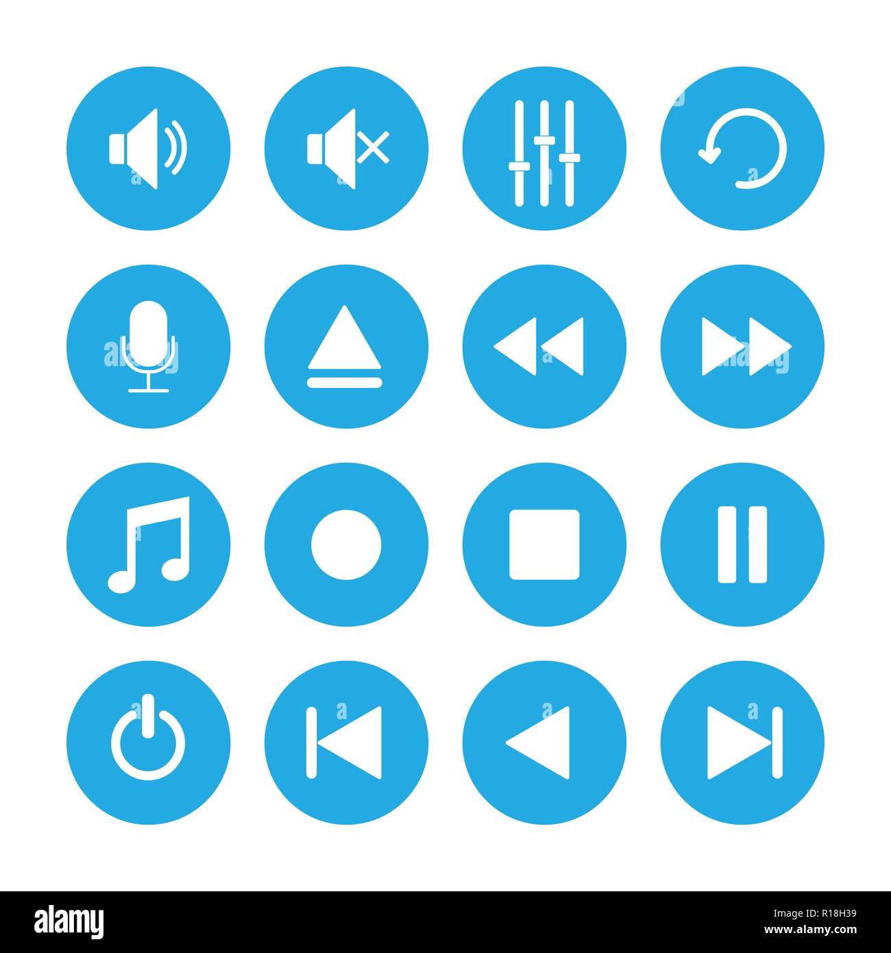 Media player icon set. Vector illustration, flat design Stock Vector ...