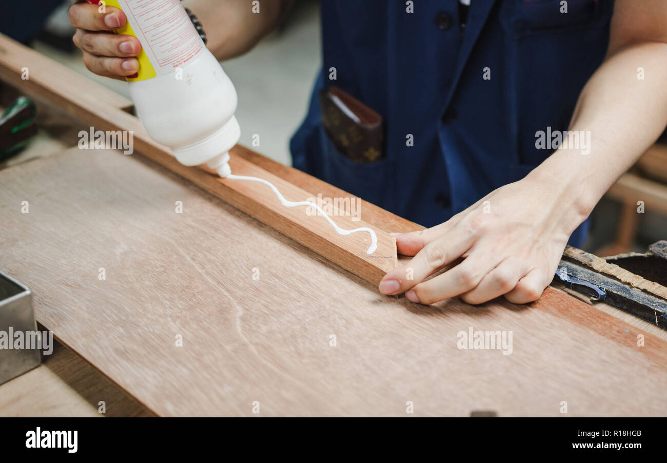 Thai engineer student in carpentry workshop Stock Photo - Alamy