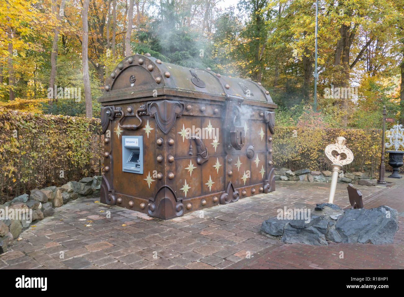 Treasure chest holding ATM in Efteling amusement park Stock Photo - Alamy