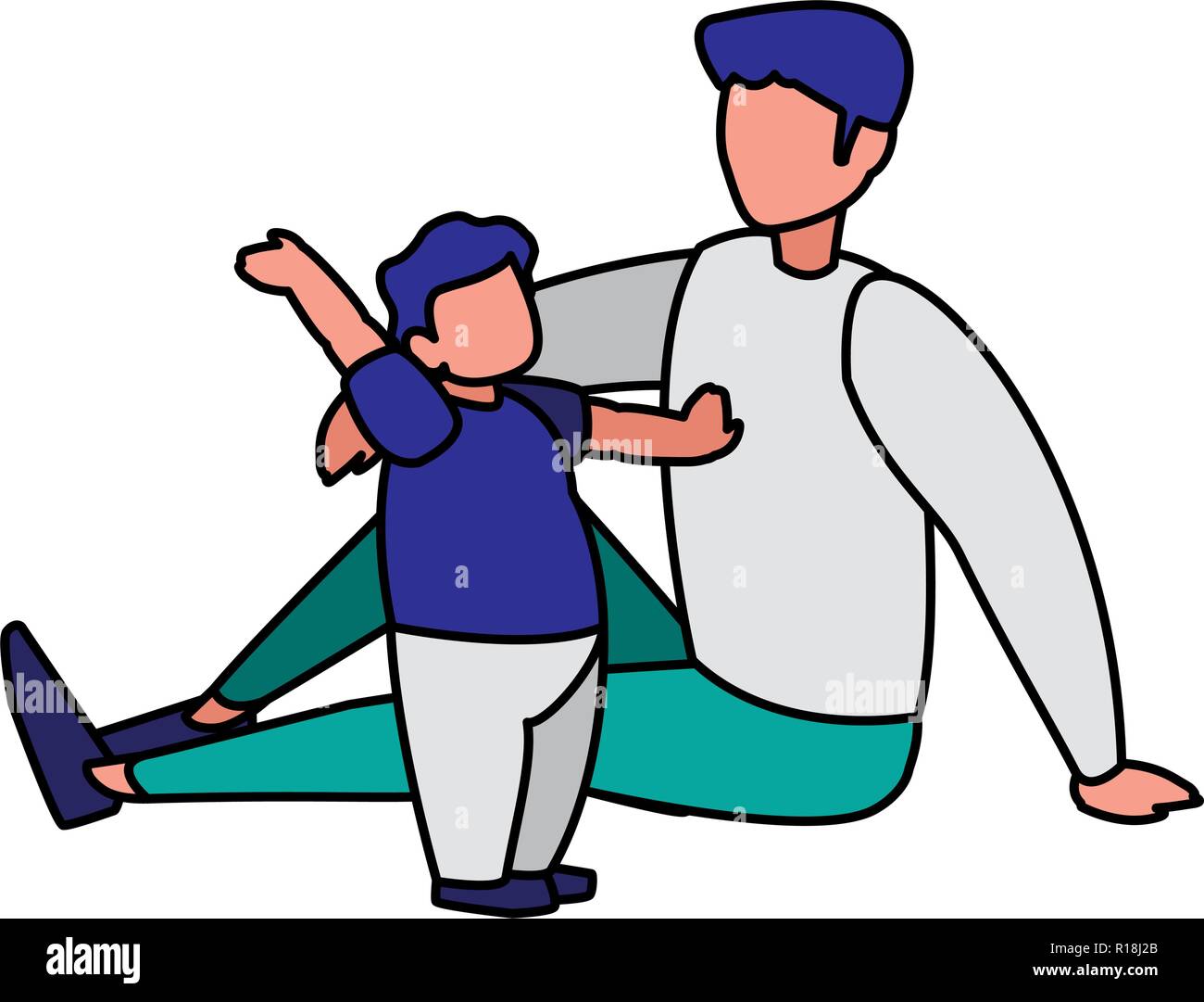 father with his son over white background, vector illustration Stock ...