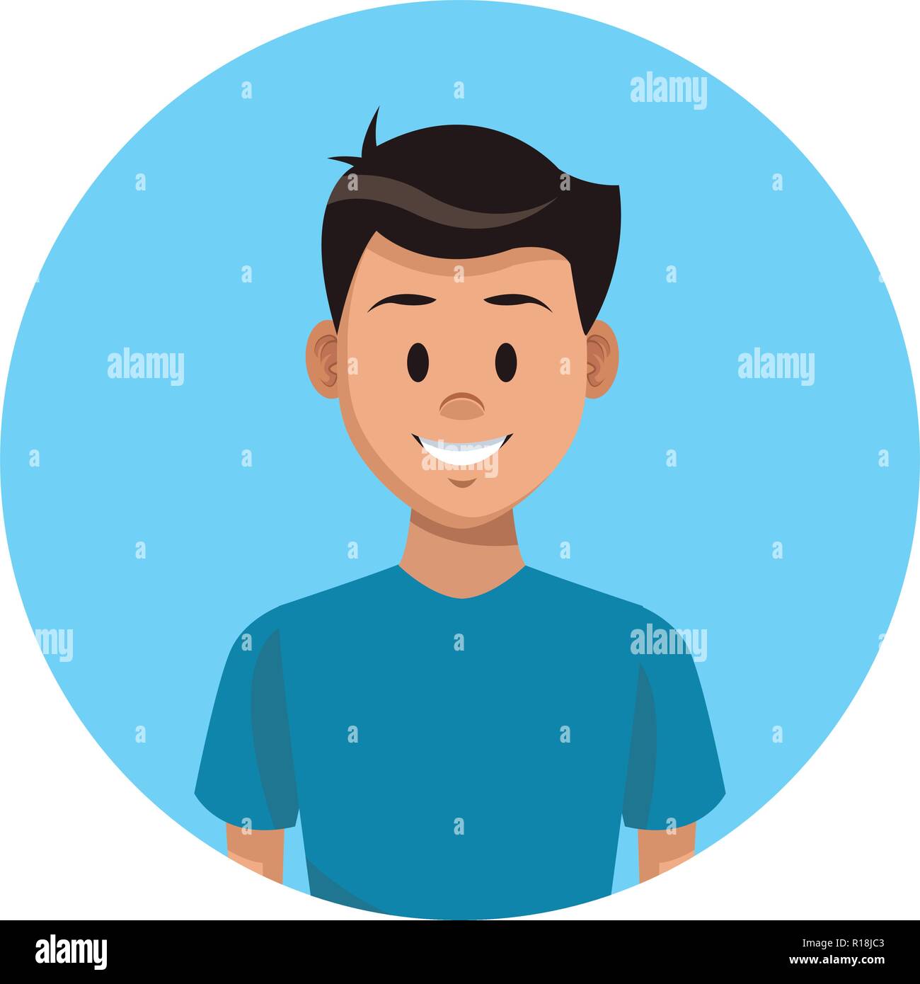 Man profile smiling cartoon round icon vector illustration graphic ...