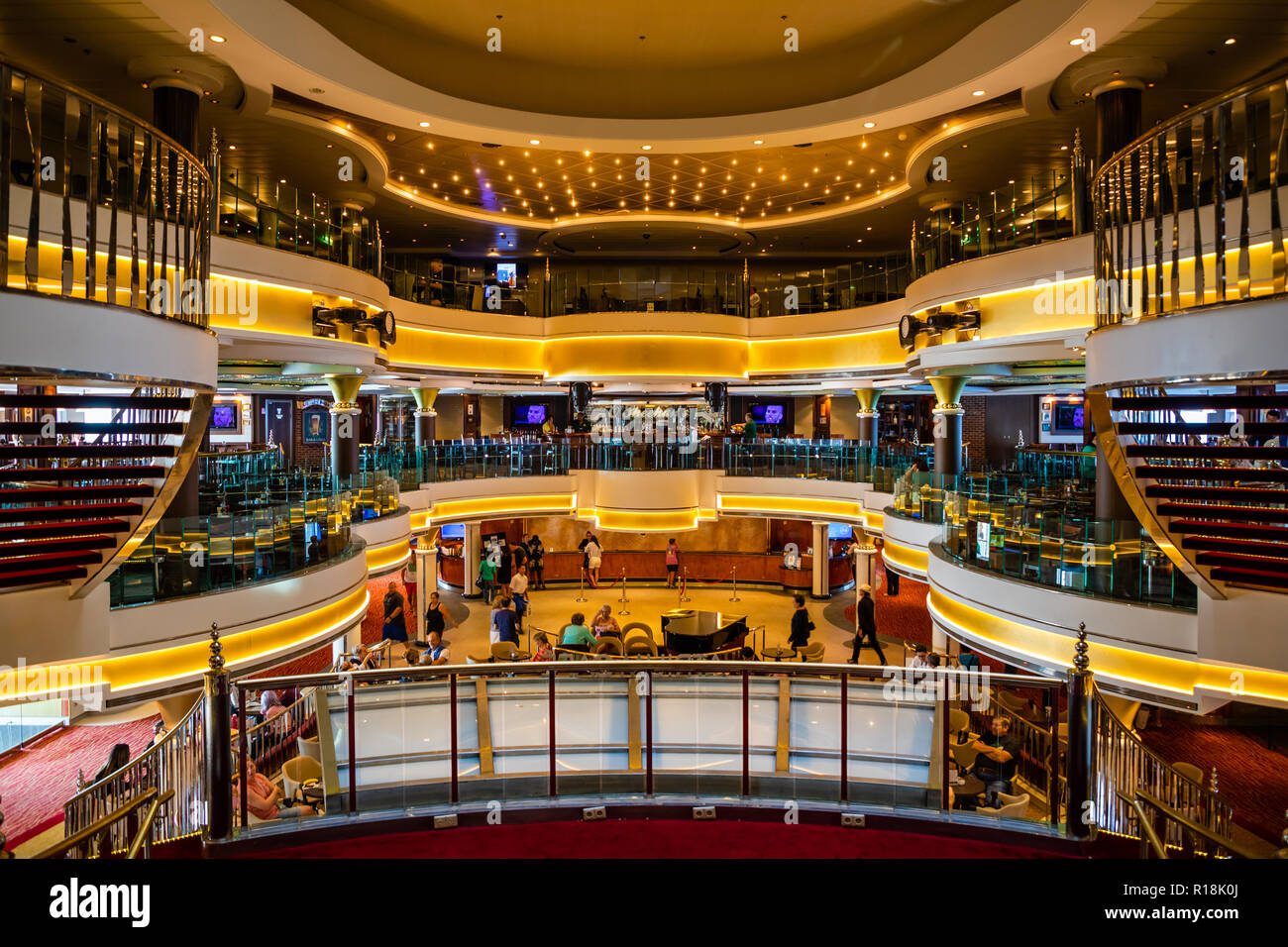 Mediterranean sea, Greece - 16.10.2018: Interior of Atrium of Cruise ...