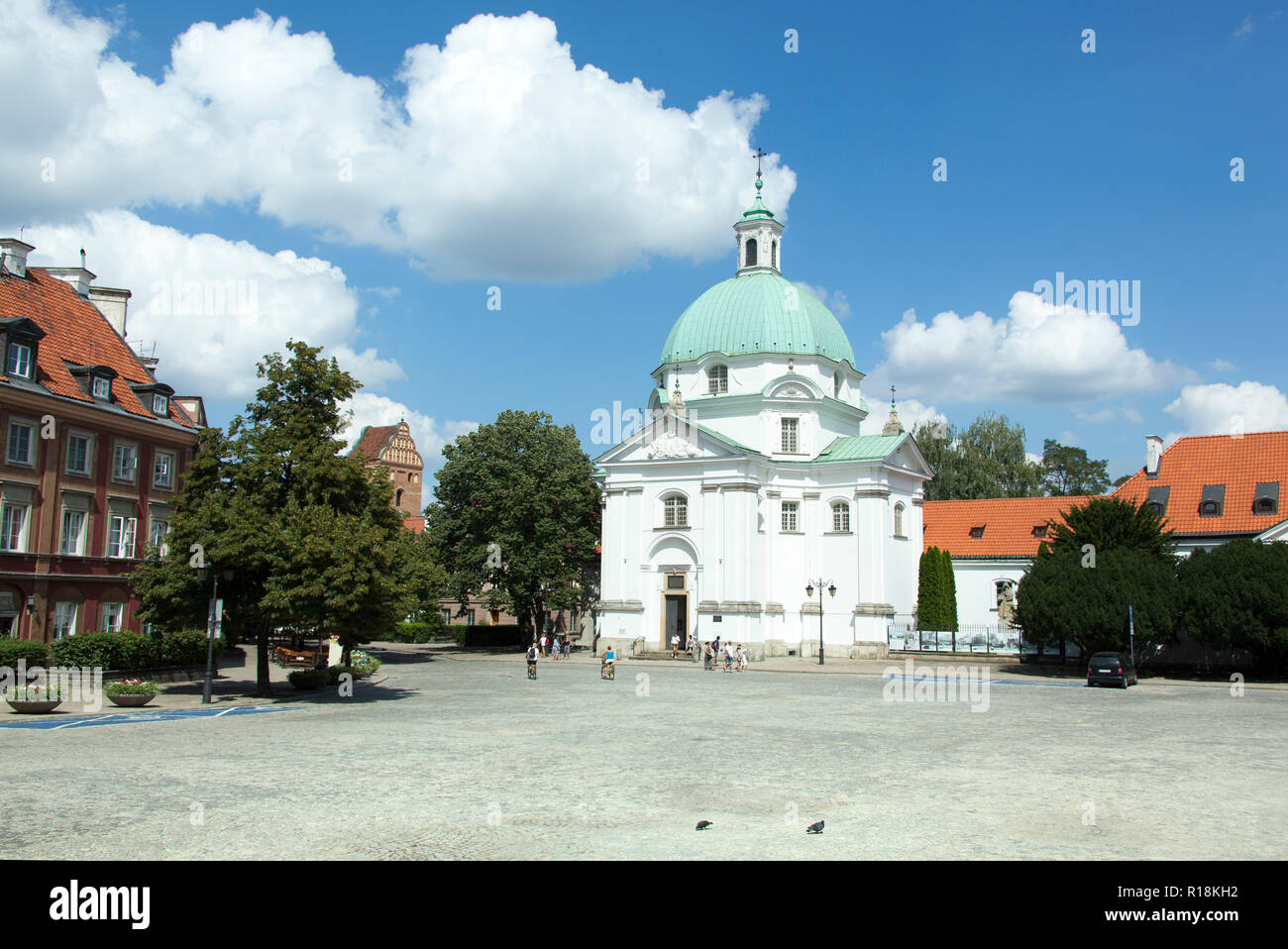 The view of historic New Town Market square with a catholic church in ...