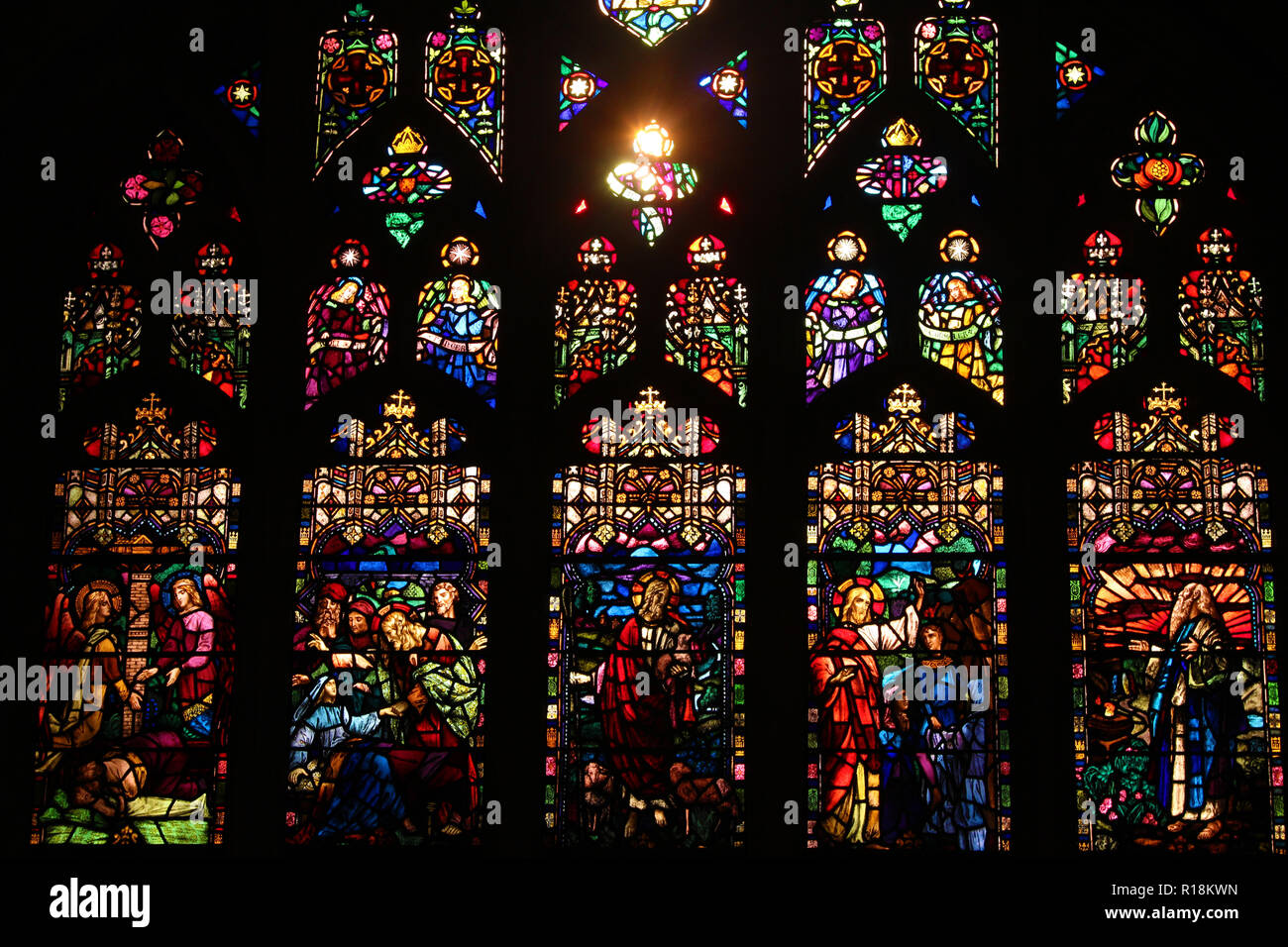 Gothic stained glass window at Green-Wood Cemetery Chapel, Brooklyn, NY ...
