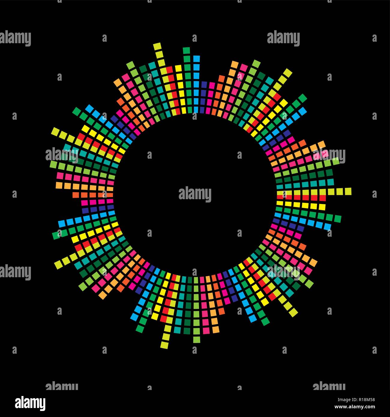 circle mosaic equalizer design isolated on black background Stock ...