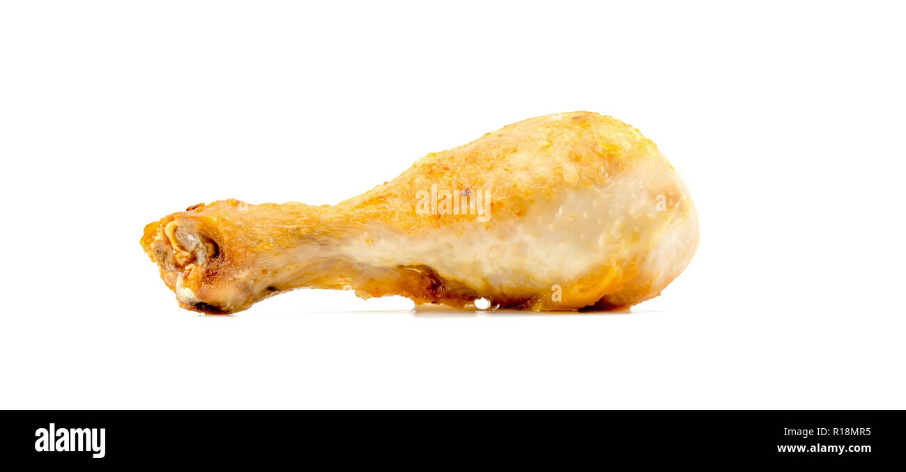 chicken leg close-up isolated on a white background Stock Photo - Alamy