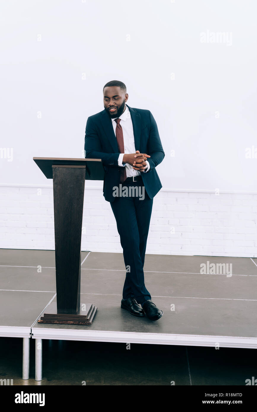 Young black man podium hi-res stock photography and images - Alamy