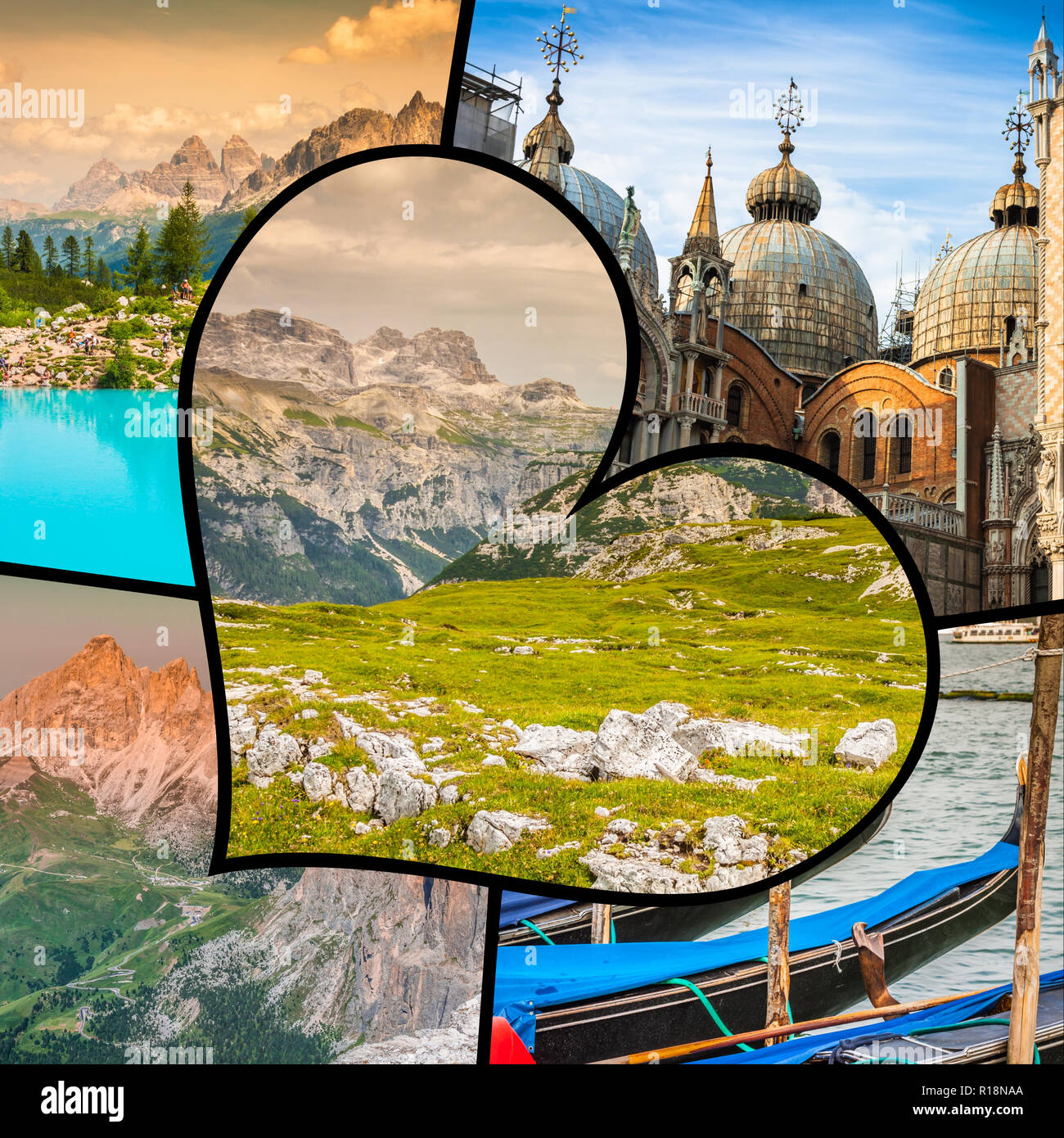Collage of tourist photos of the Italy Stock Photo - Alamy