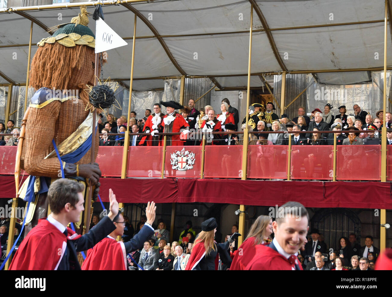 The Lord Mayor of the City of London, Peter Estlin, watches the parade ...