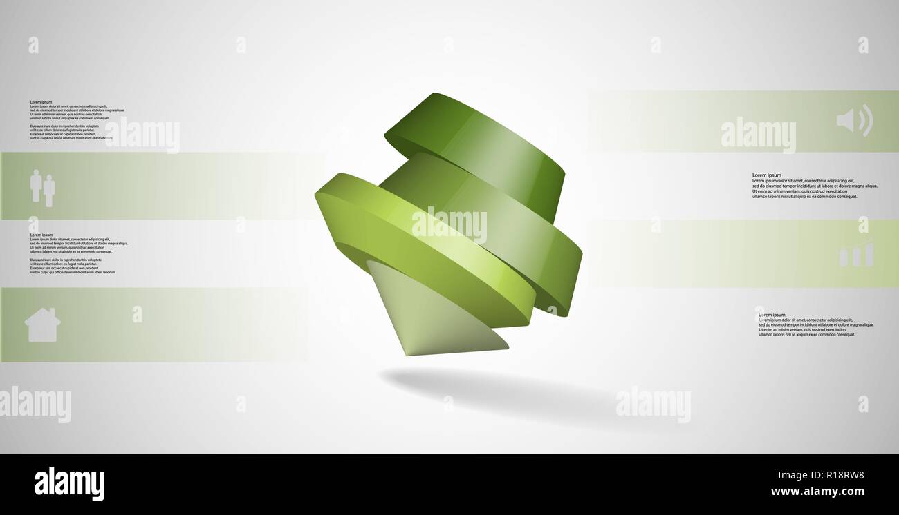 3D illustration infographic template. The round pentagon is divided to ...