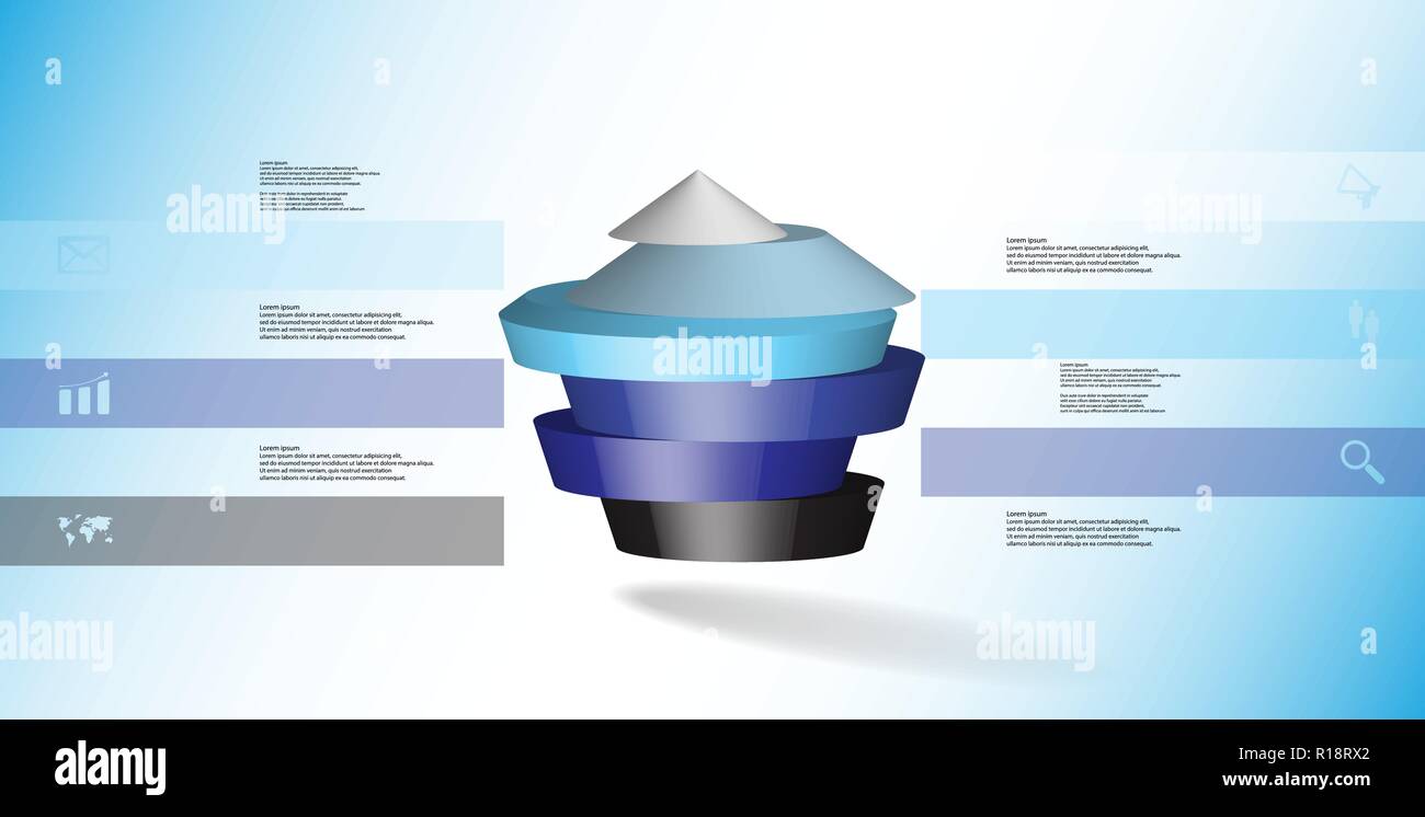 3D illustration infographic template. The round pentagon is divided to ...