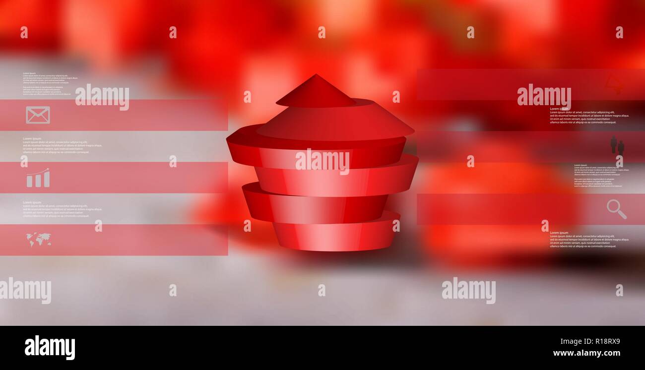 3D illustration infographic template. The round pentagon is divided to ...