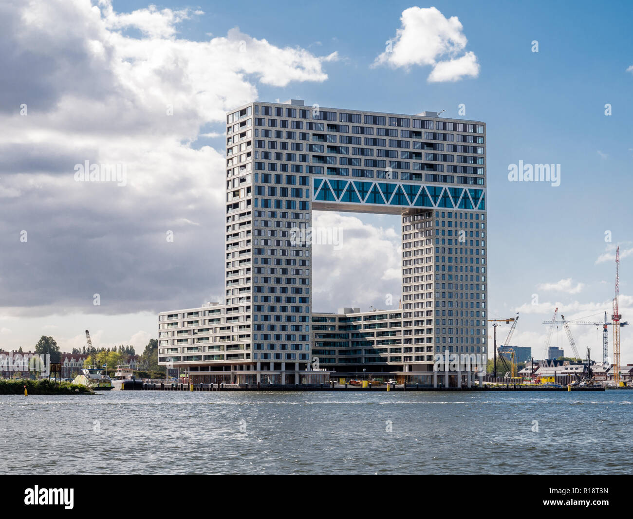 Modern apartment building Pontsteiger in Houthaven on south bank of ...