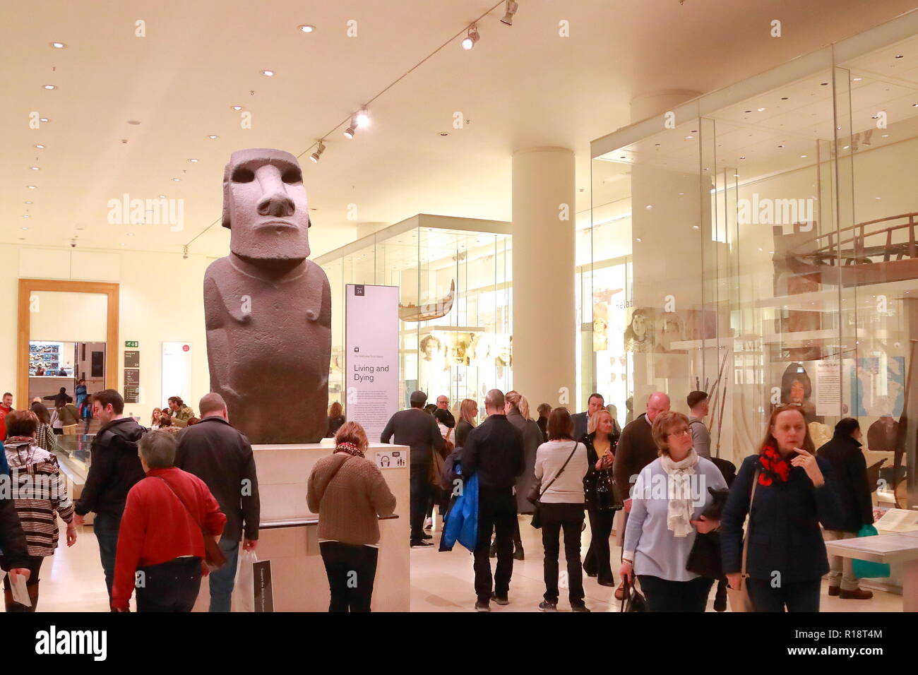 Basalt-made statue from the Easter Island displayed at the British ...